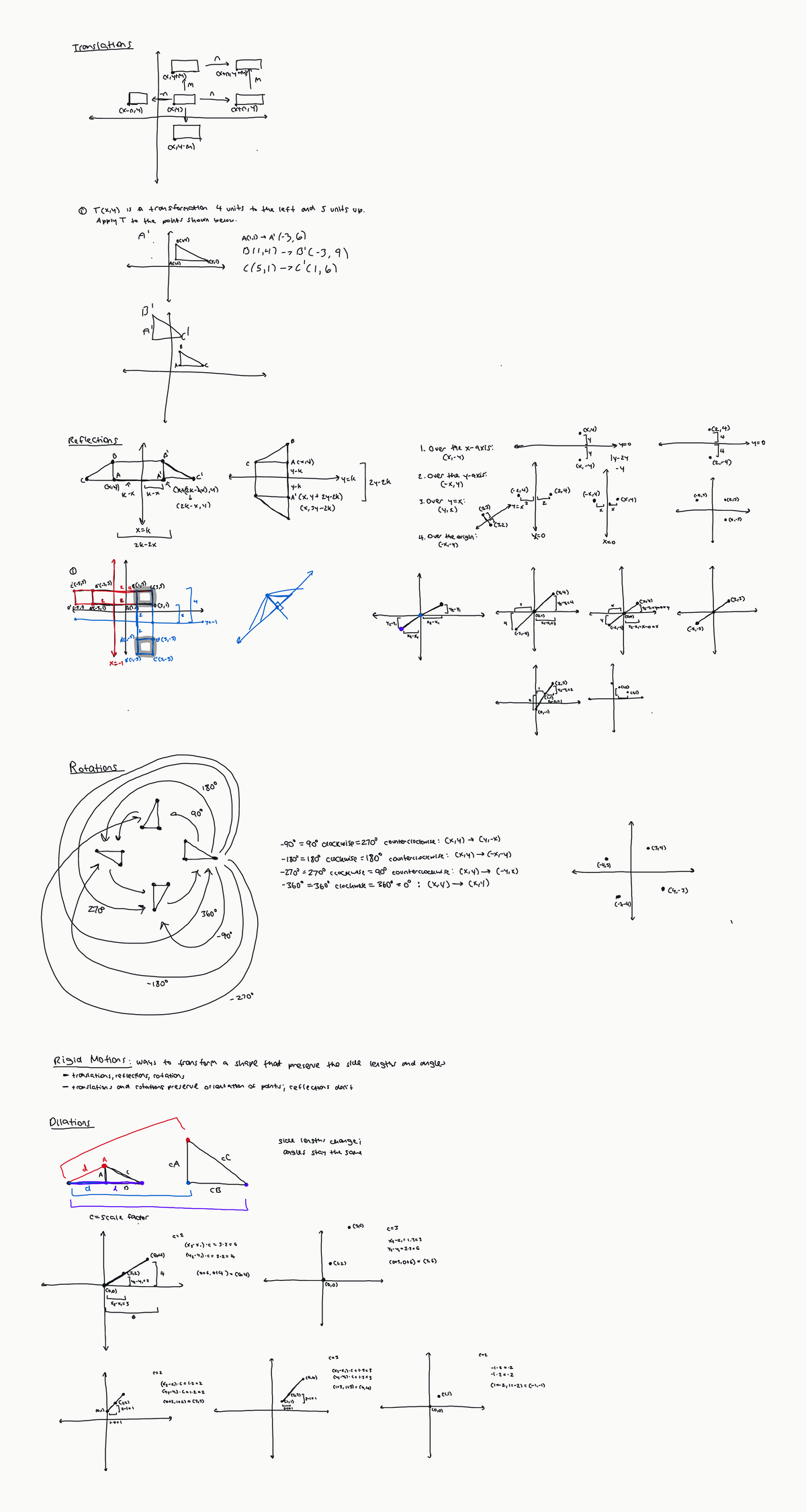 Unit 2 Geometry: Transformations and Rigid Motions Notes - Studocu