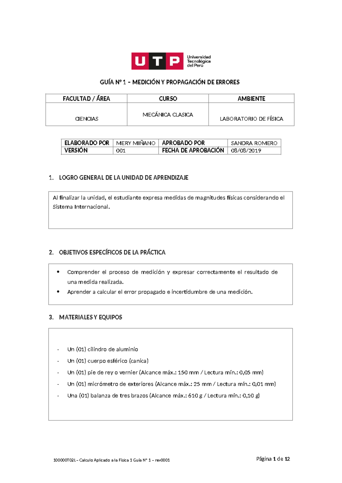 GUÍA 1: MEDICIÓN Y PROPAGACIÓN DE ERRORES - MECÁNICA CLÁSICA - Studocu