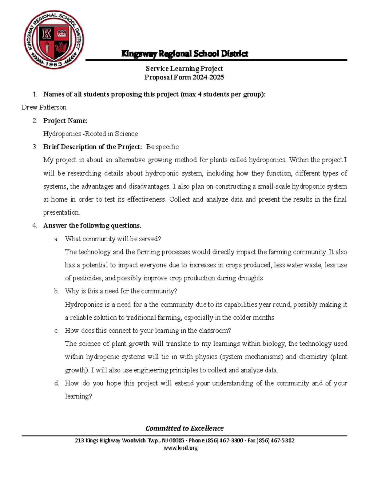 Drew Patterson- Service Learning Proposal Template - MAKE A COPY and ...