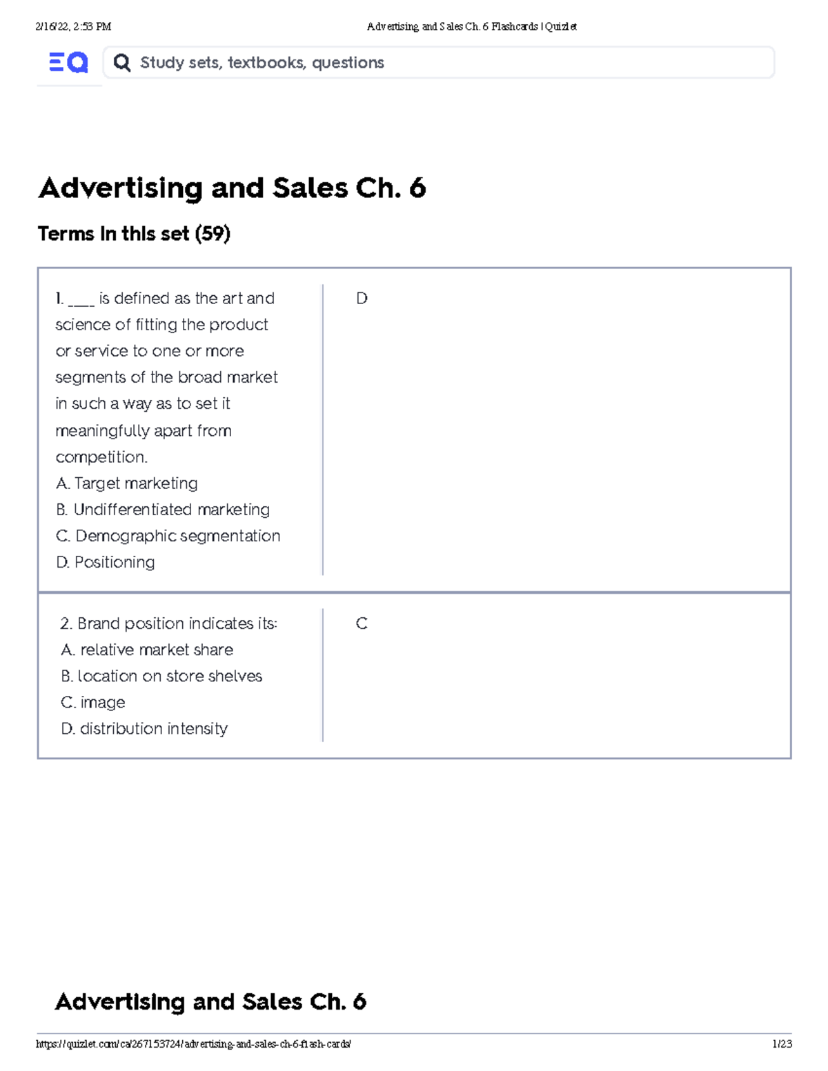 Advertising and Sales Ch. 6 - Questions and Answers Review - Studocu