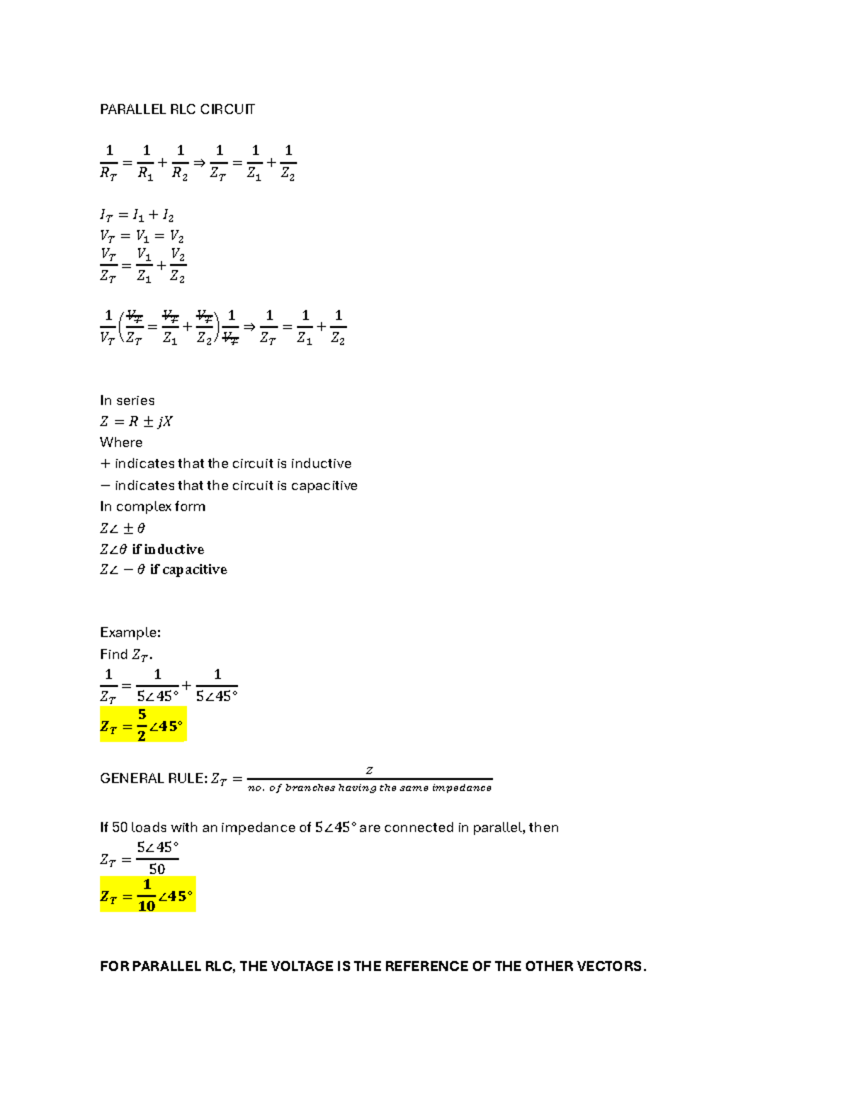 Parallel RLC Circuits - AC Analysis and Calculations - Studocu