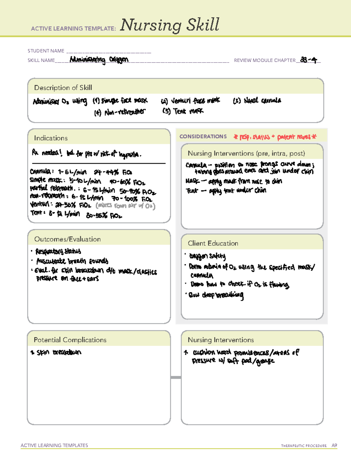 Skill - administering oxygen - ACTIVE LEARNING TEMPLATES THERAPEUTIC ...