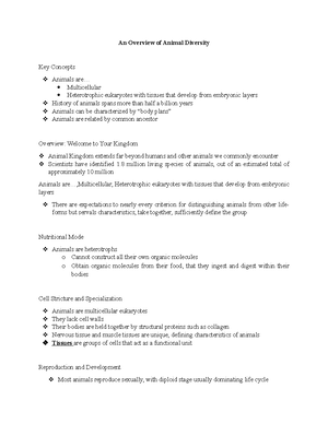 32 An Overview of Animal Diversity - Chapter 32 An Overview of Animal ...