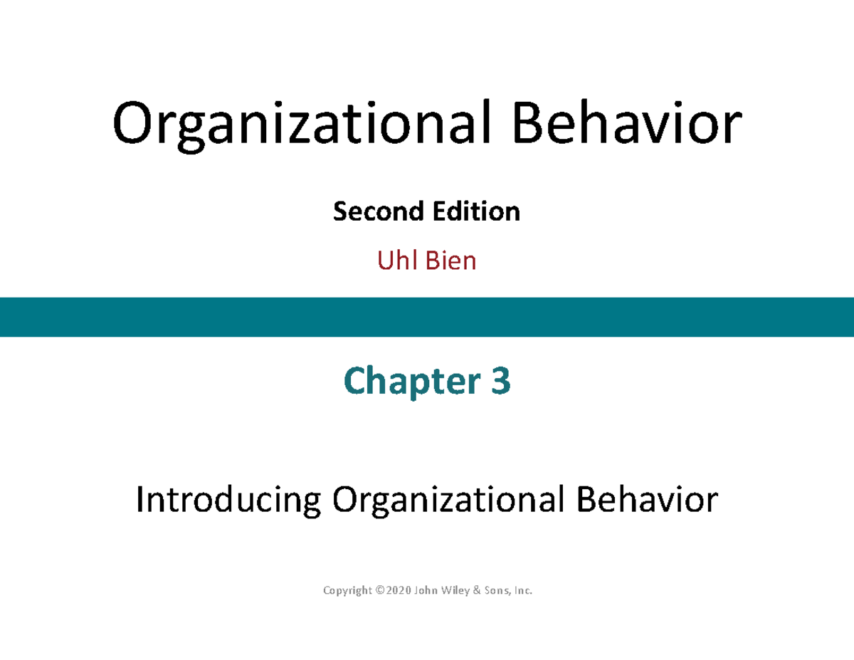 Chapter 3 Organizational Behavior MGT420 Lecture Notes Summary - Studocu