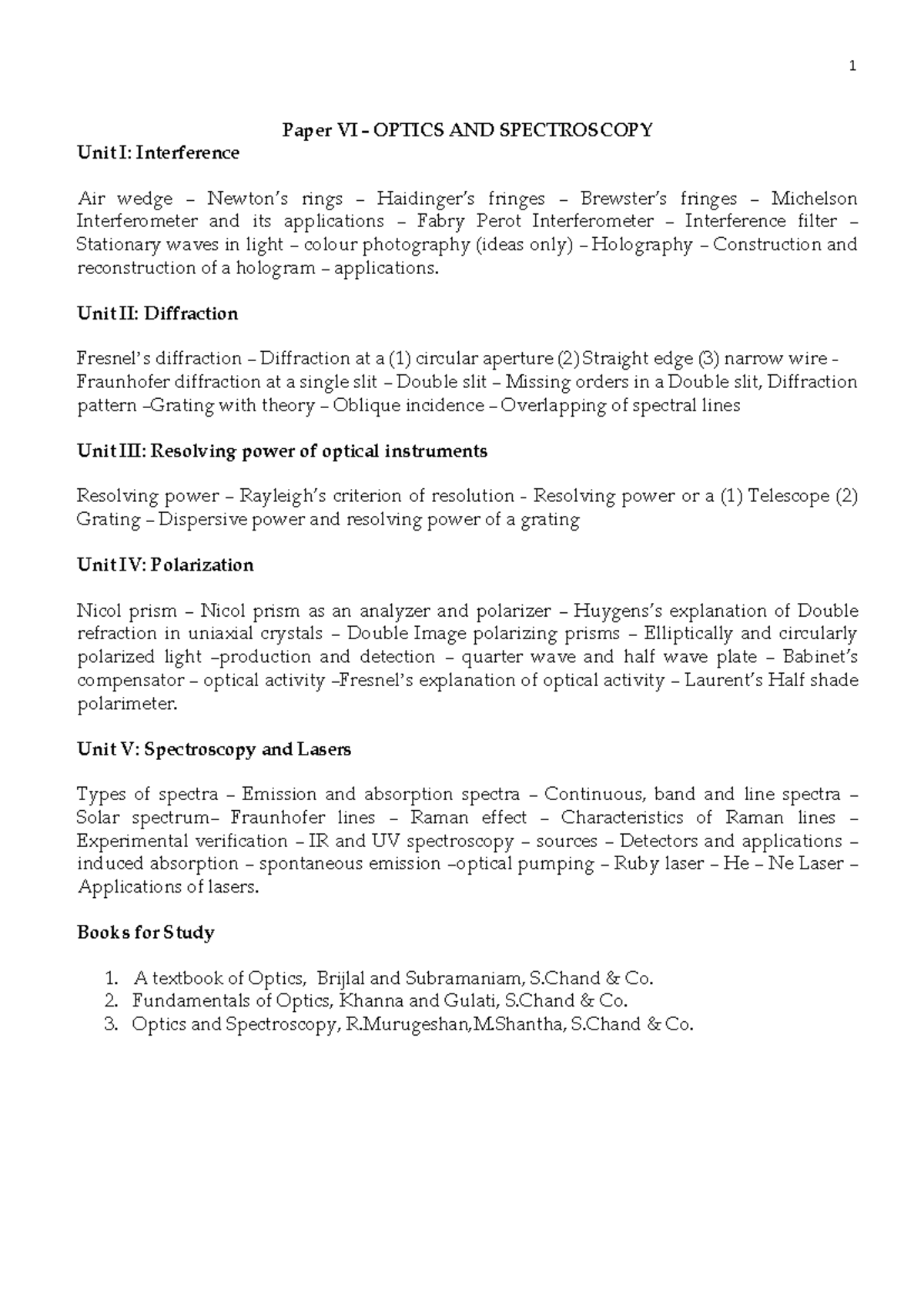 B.Sc. Physics DDE 2022 - Applied Optics: Interference, Diffraction ...