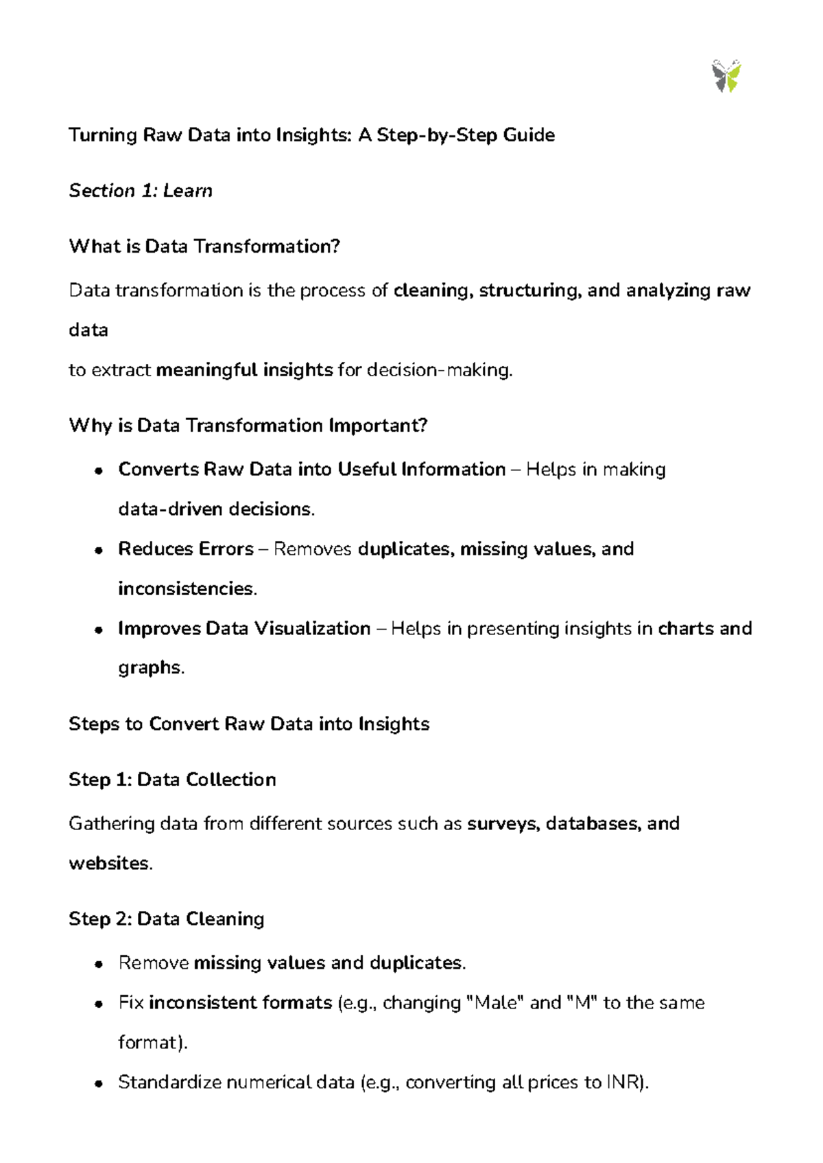 Data Transformation Techniques: A Step-by-Step Guide 2 - Studocu