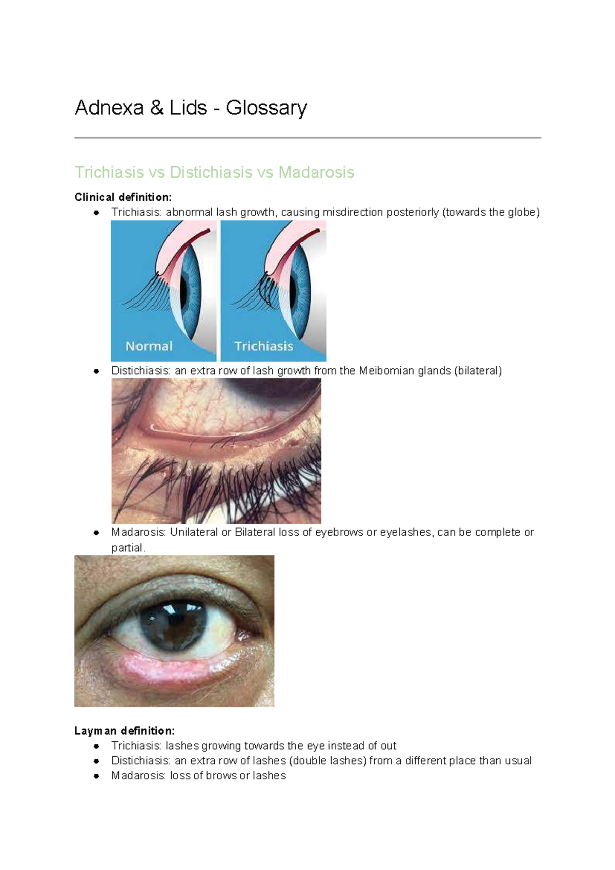 9A Adnexia AND LIDS - diseases notes - Adnexa & Lids - Glossary ...