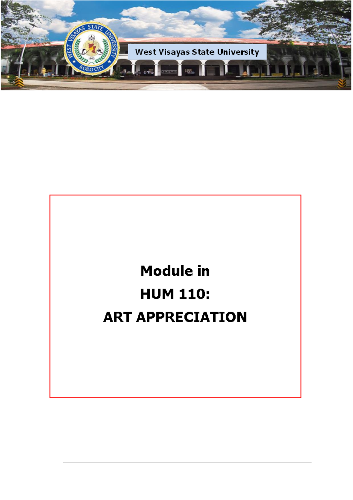 HUM 110: Art Appreciation Module Overview and Lesson Guide - Studocu