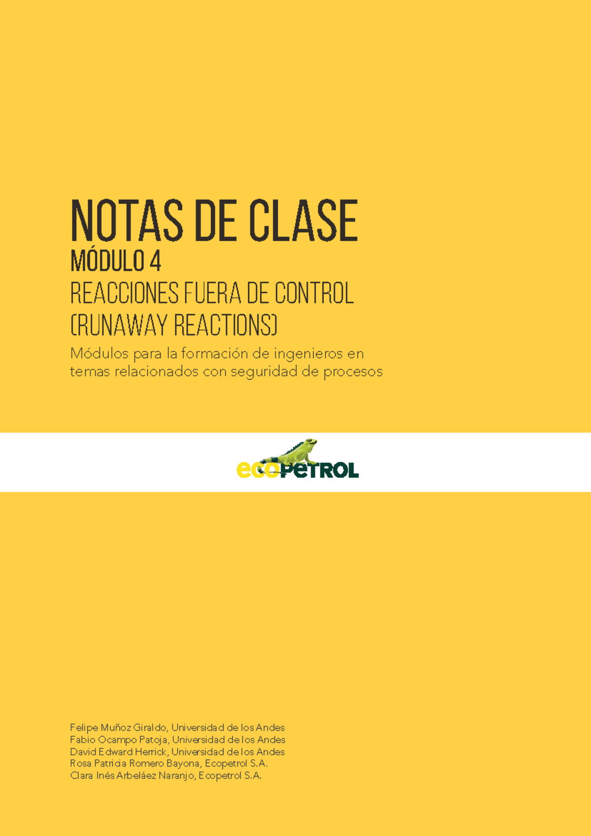 M4 Notas de Clase: Reacciones Fuera de Control en Seguridad de Procesos ...