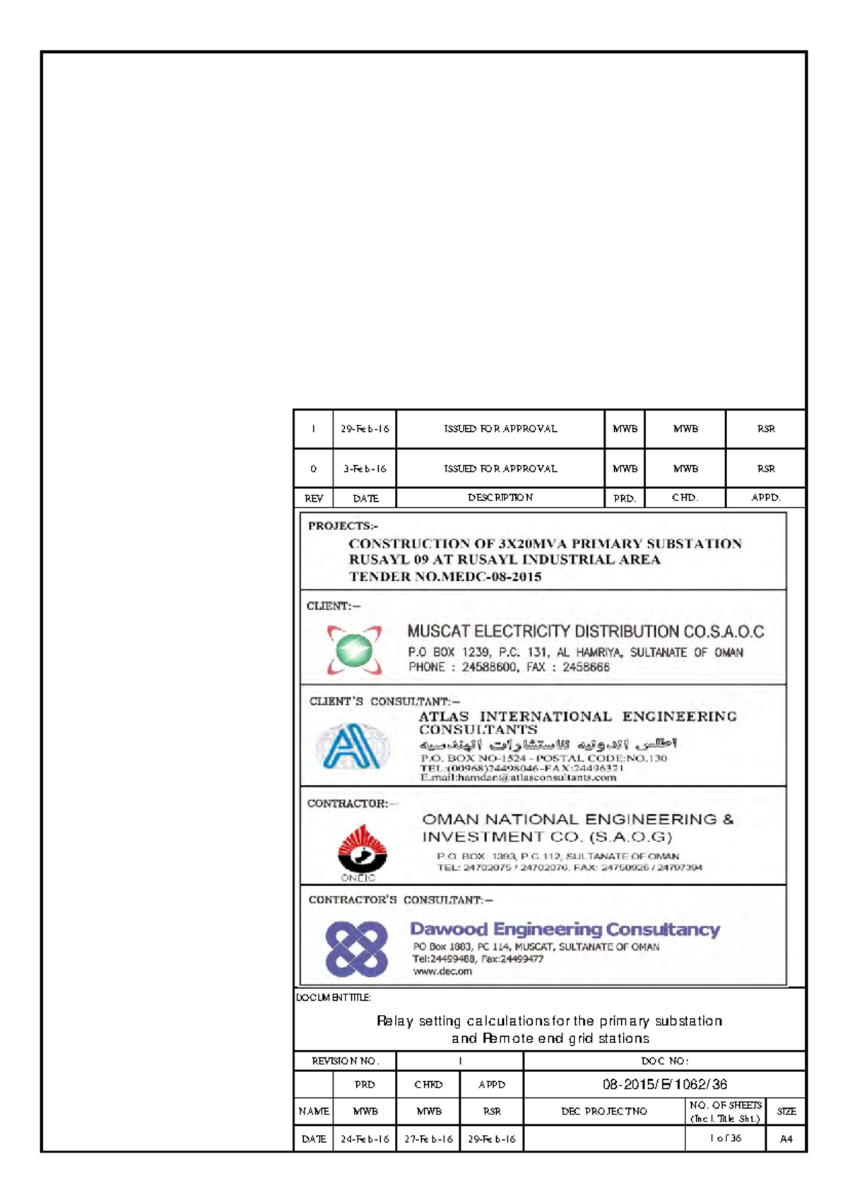 Relay Setting Calculations for 3x20MVA Substation - Rev 1 - Studocu