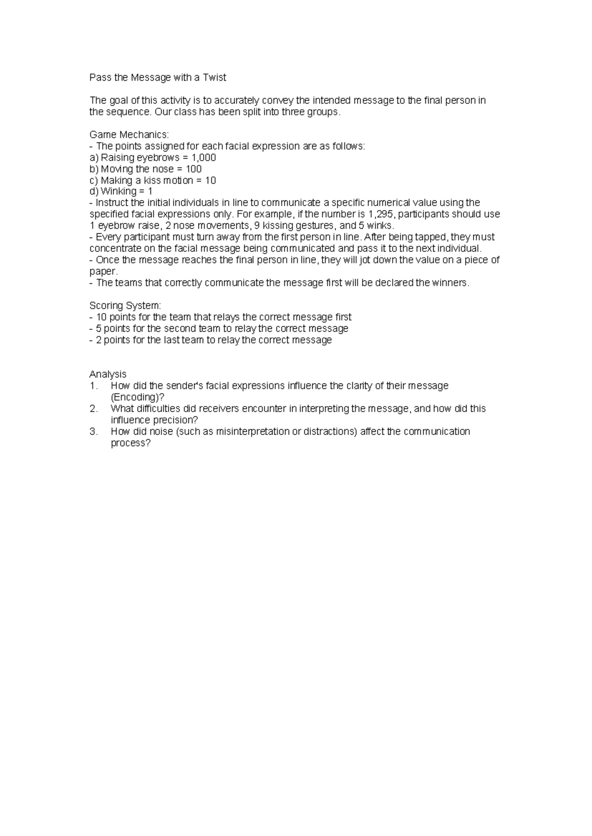 ENG 101: Pass the Message with a Twist - Game Mechanics & Analysis ...