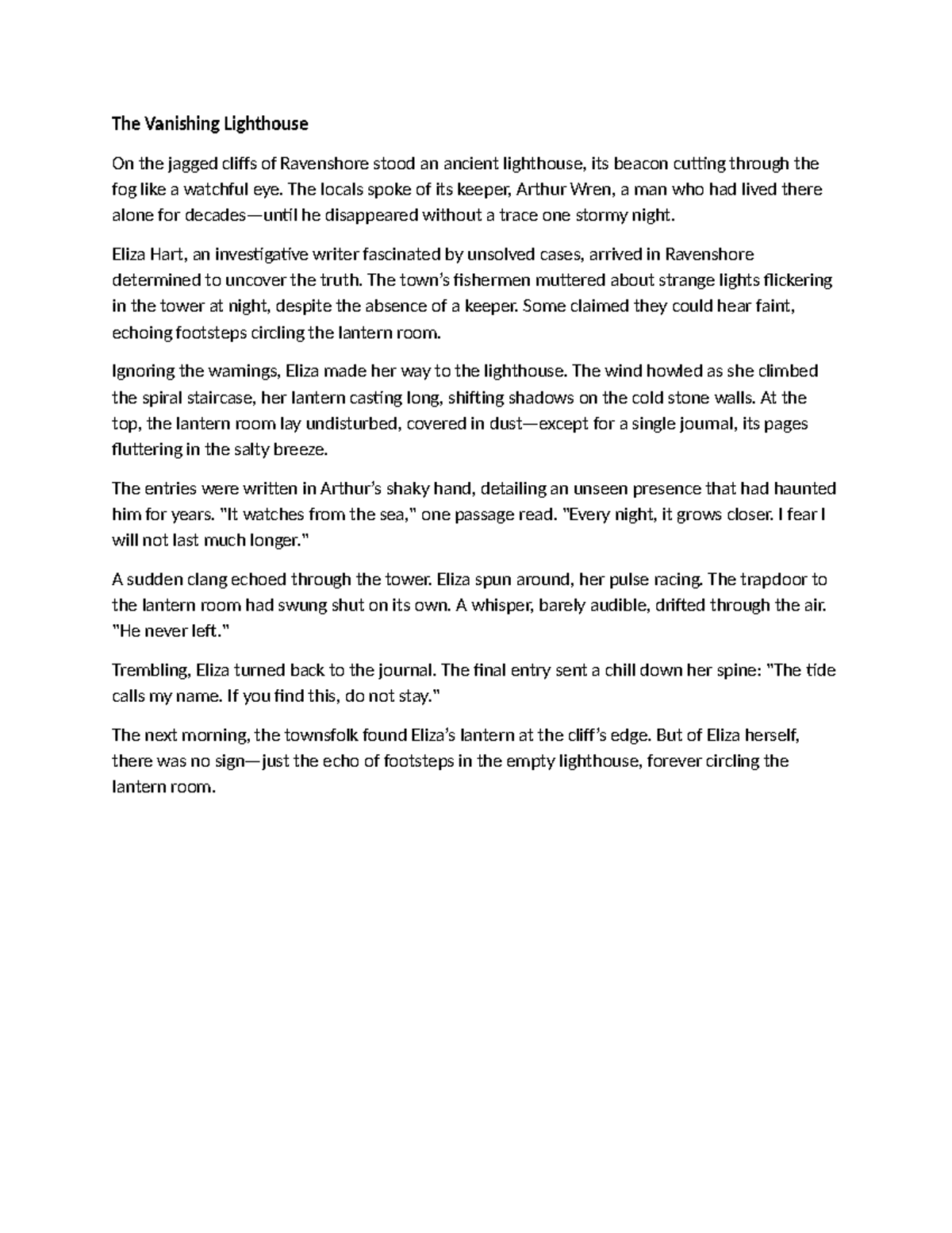 Ravenshore Mystery: The Vanishing Lighthouse Case Study - Studocu