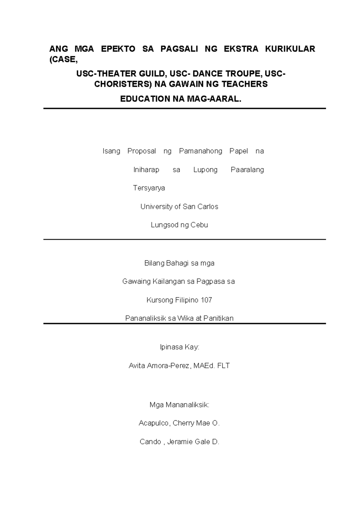 Pamanahong-papel - Notes - ANG MGA EPEKTO SA PAGSALI NG EKSTRA ...