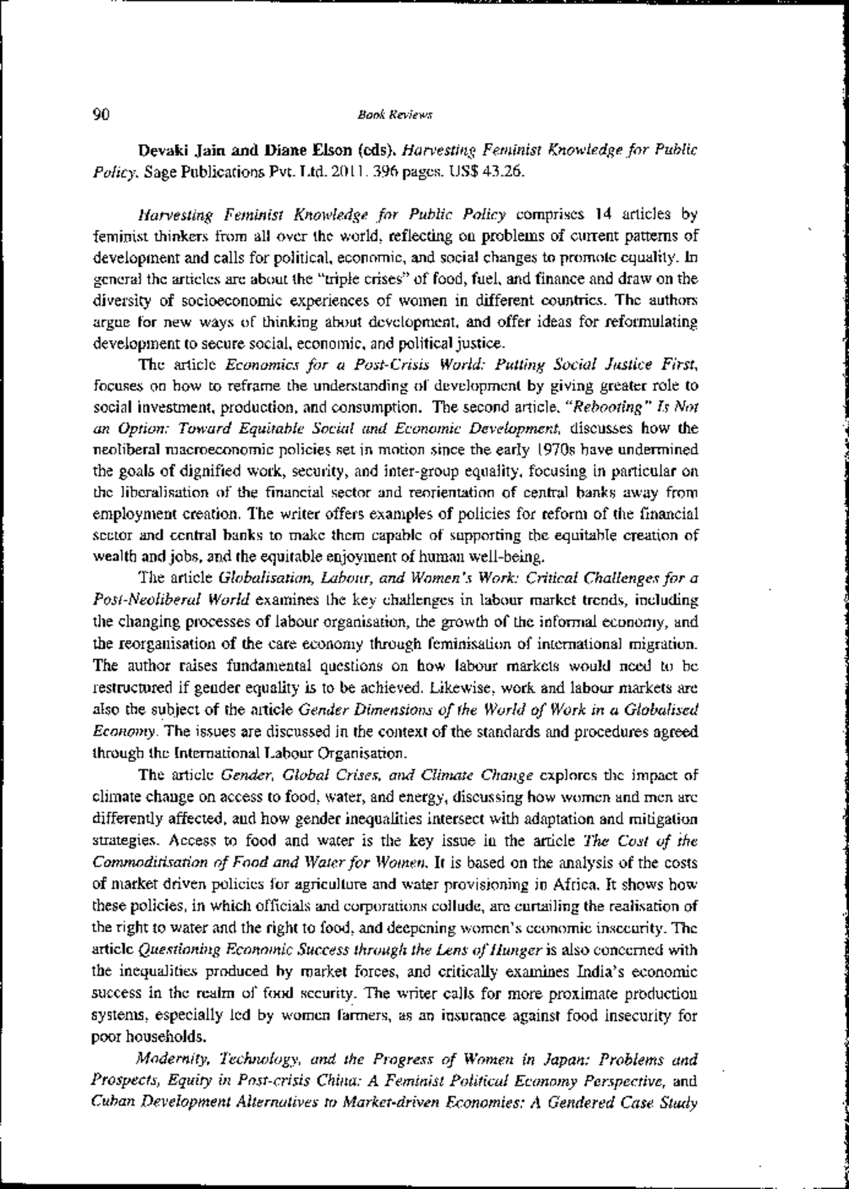Feminist Analysis of Policies: Unit 1 - Devaki Jain (SBC 02) - Studocu