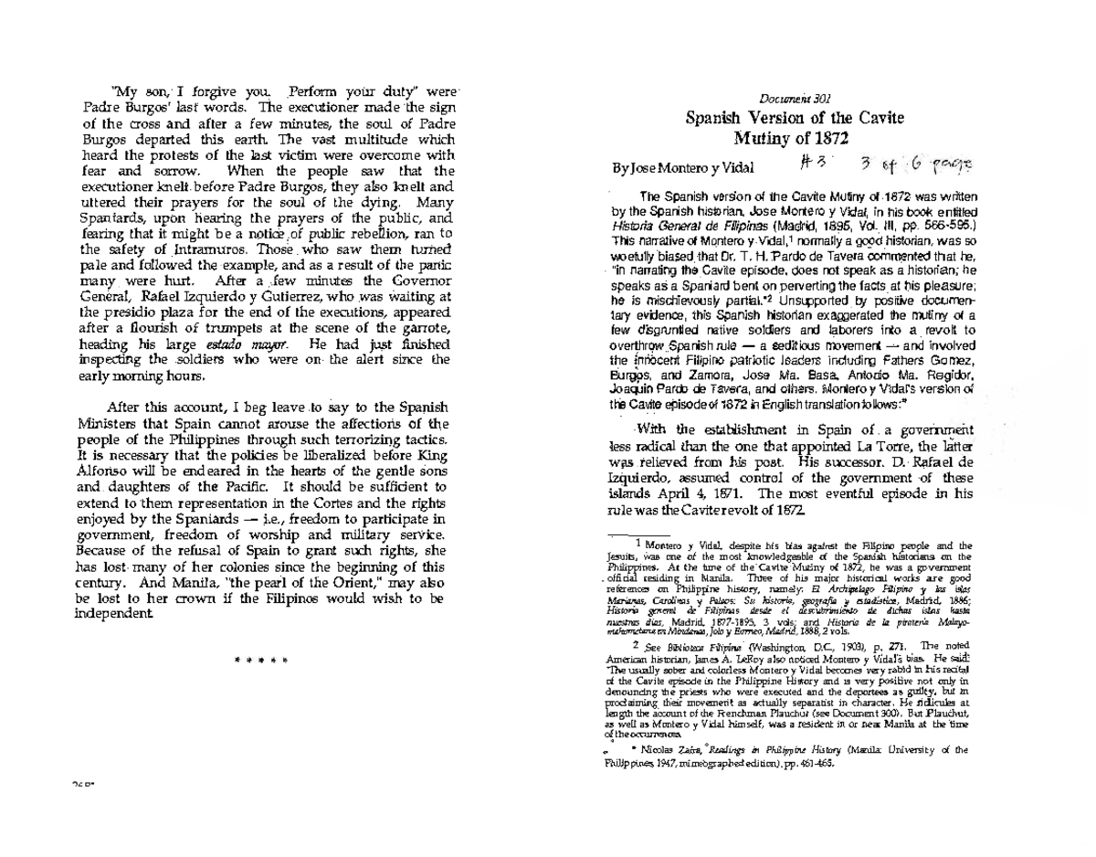 Spanish Version of the Cavite Mutiny of 1872: Jose Montero y Vidal ...