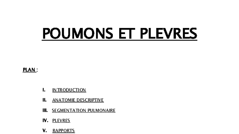 POUMONS ET PLEVRES : Cours Anatomique Complet - Studocu