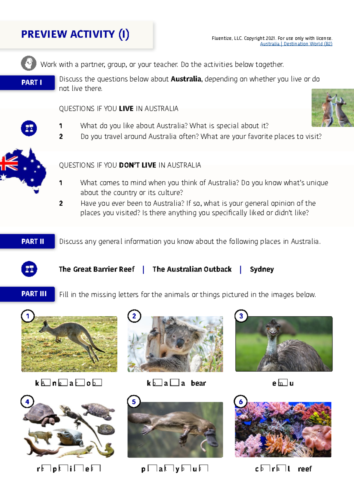 Australia | Destination World (B2) Interactive Activities Guide - Studocu