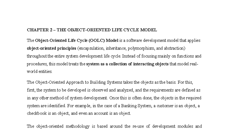CHAPTER 2 - Object Oriented Life Cycle Model (OOLC) - Studocu