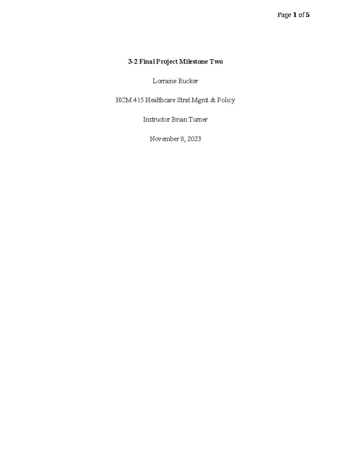 HCM 415 3-2 Final Project Milestone Two Analysis & Strategic Plan - Studocu