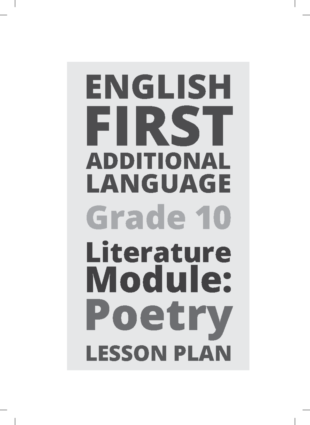 Grade 10 FAL Poetry Lesson Plans and Prescribed Poem Descriptions - Studocu