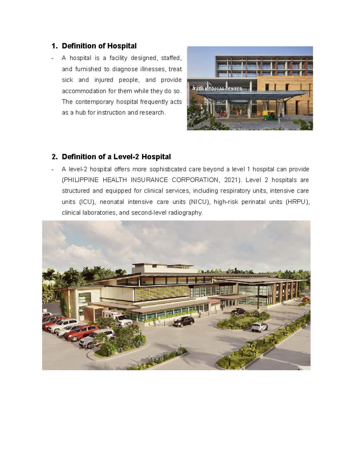 Research Paper on Hospital Definitions and Services (HLTH 101) - Studocu