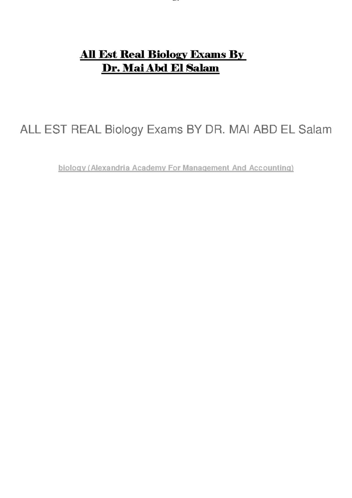 ALL EST REAL Biology Exams BY DR MAI ABD EL Salam - All Est Real ...