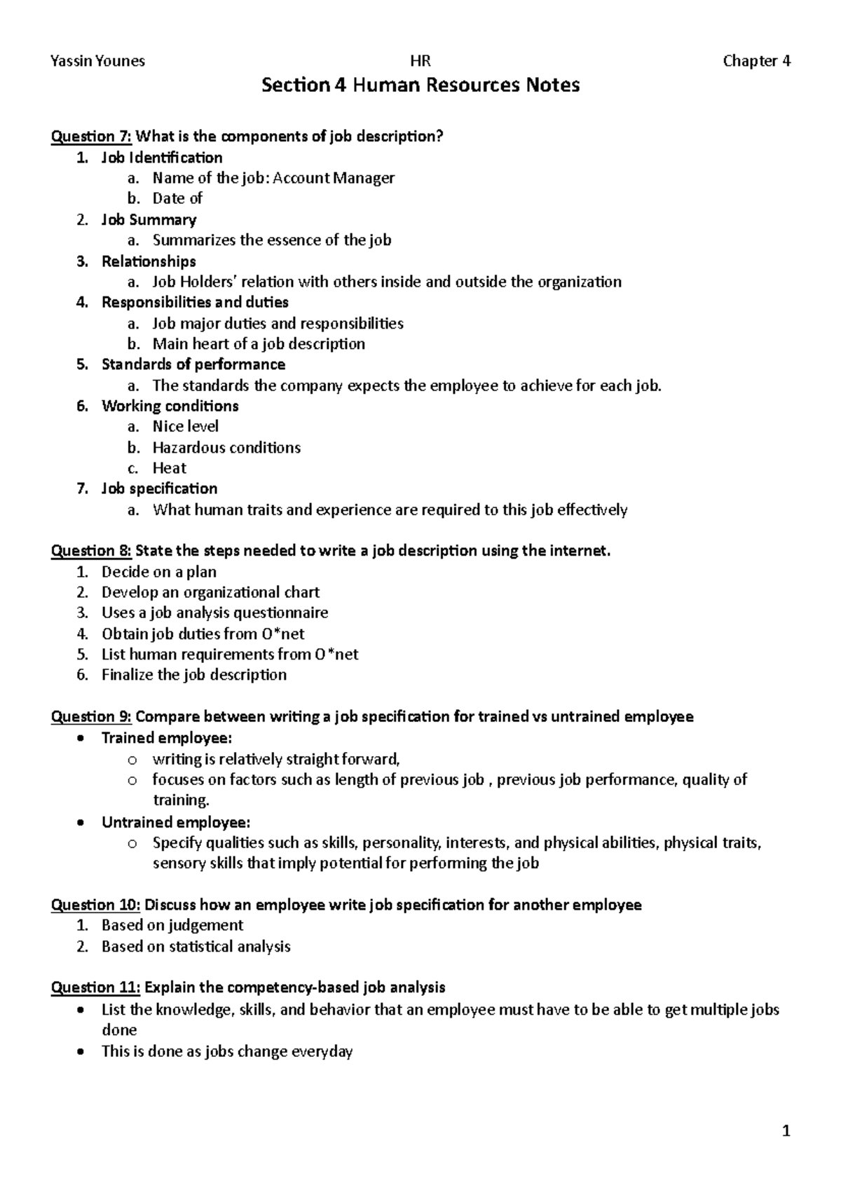 Section 4 Human Resources Notes - Yassin Younes HR Chapter 4 1 Sec$on 4 ...