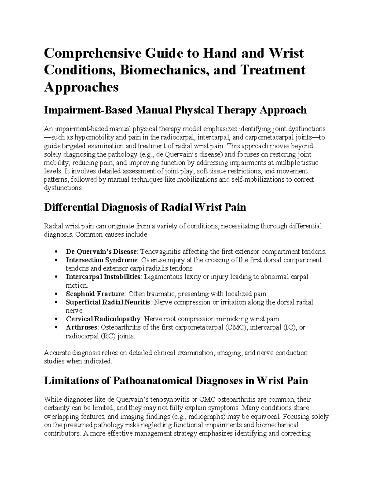 Comprehensive Manual Therapy Approaches for Hand and Wrist Conditions ...