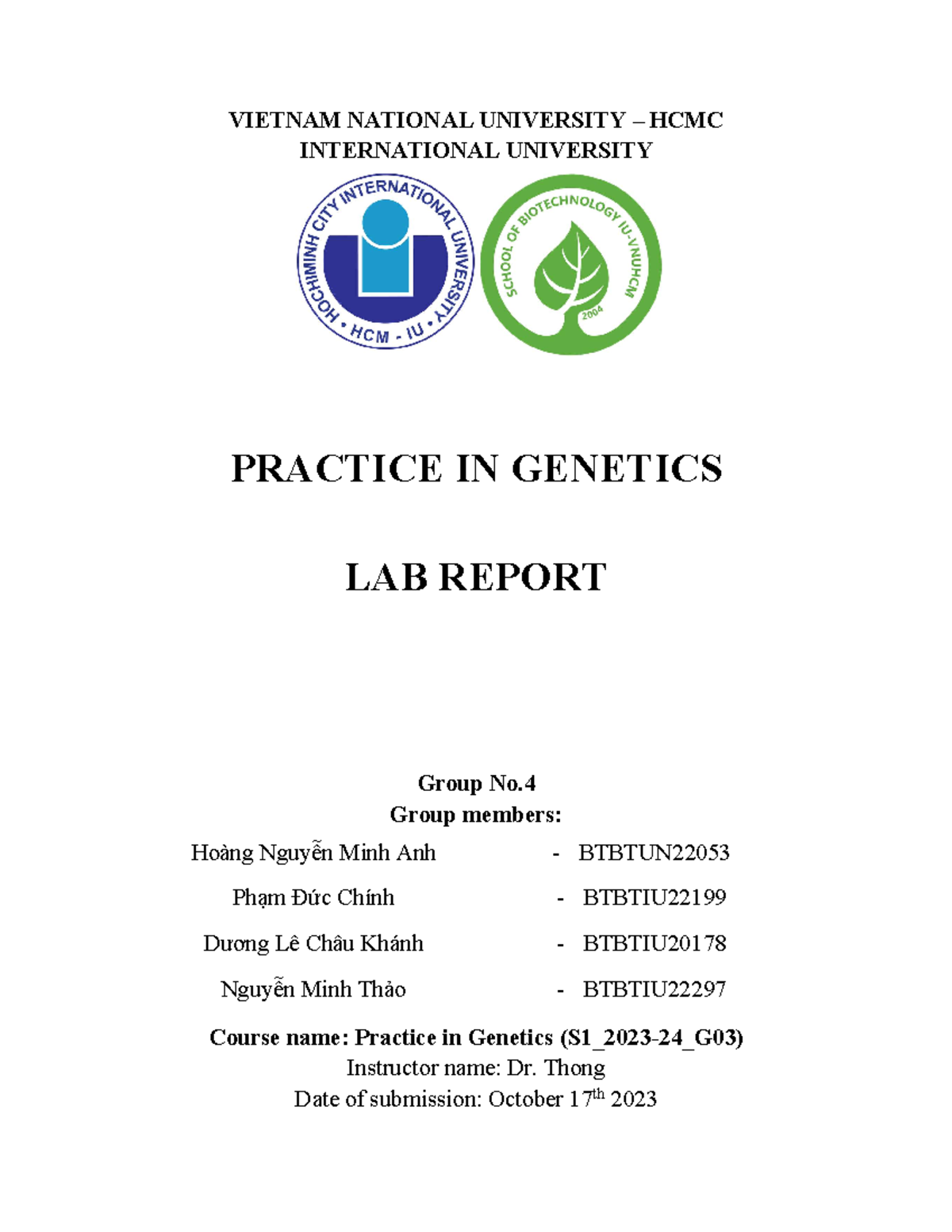 Practice in Genetics (S1_2023-24_G03) - LAB Report on Mitosis & Meiosis ...
