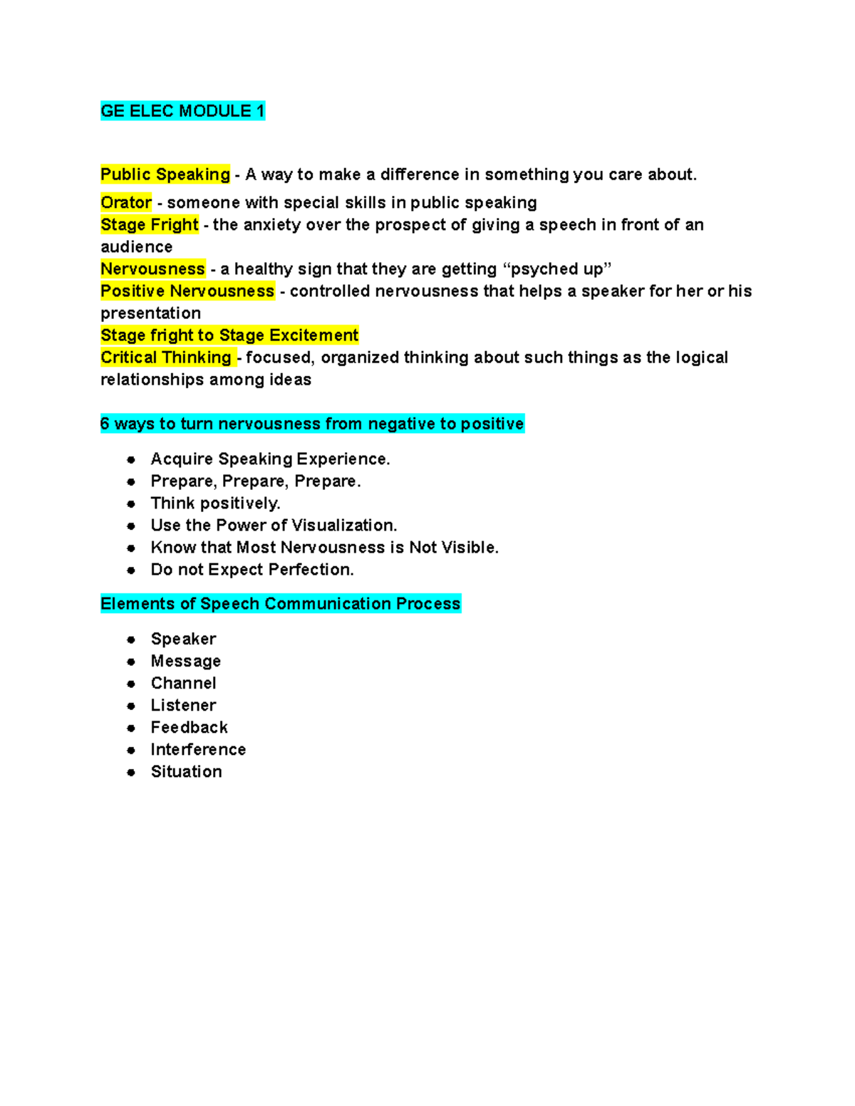 G-Elec - dadad - GE ELEC MODULE 1 Public Speaking - A way to make a ...