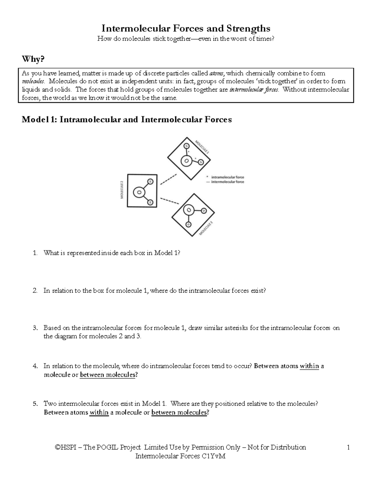 Intermolecular Forces POGIL: Understanding Molecular Interactions - Studocu