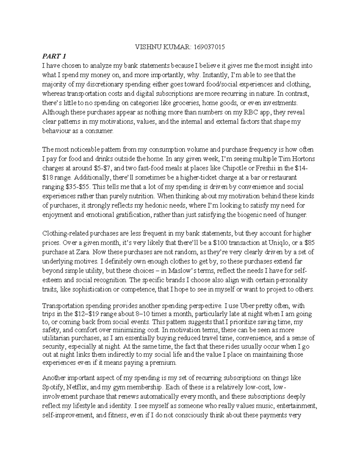 Consumer Behaviour Analysis: Insights from Bank Statements (CB 101 ...