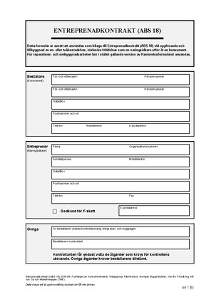 ABT-06 Allmänna bestämmelser Totalentreprenader - ABT 06 Allmänna Bestämmelser FÖR - Studocu