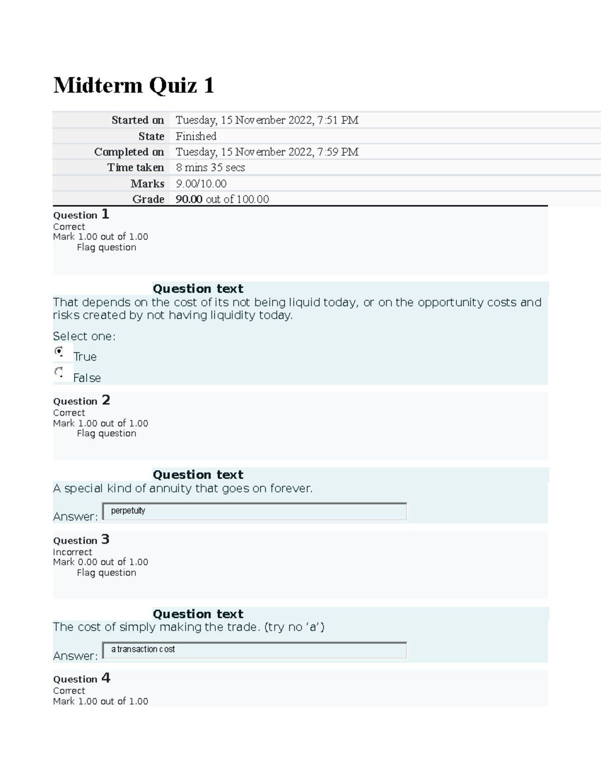 BAFM 6443 Midterm Quiz Results and Key Insights - Studocu