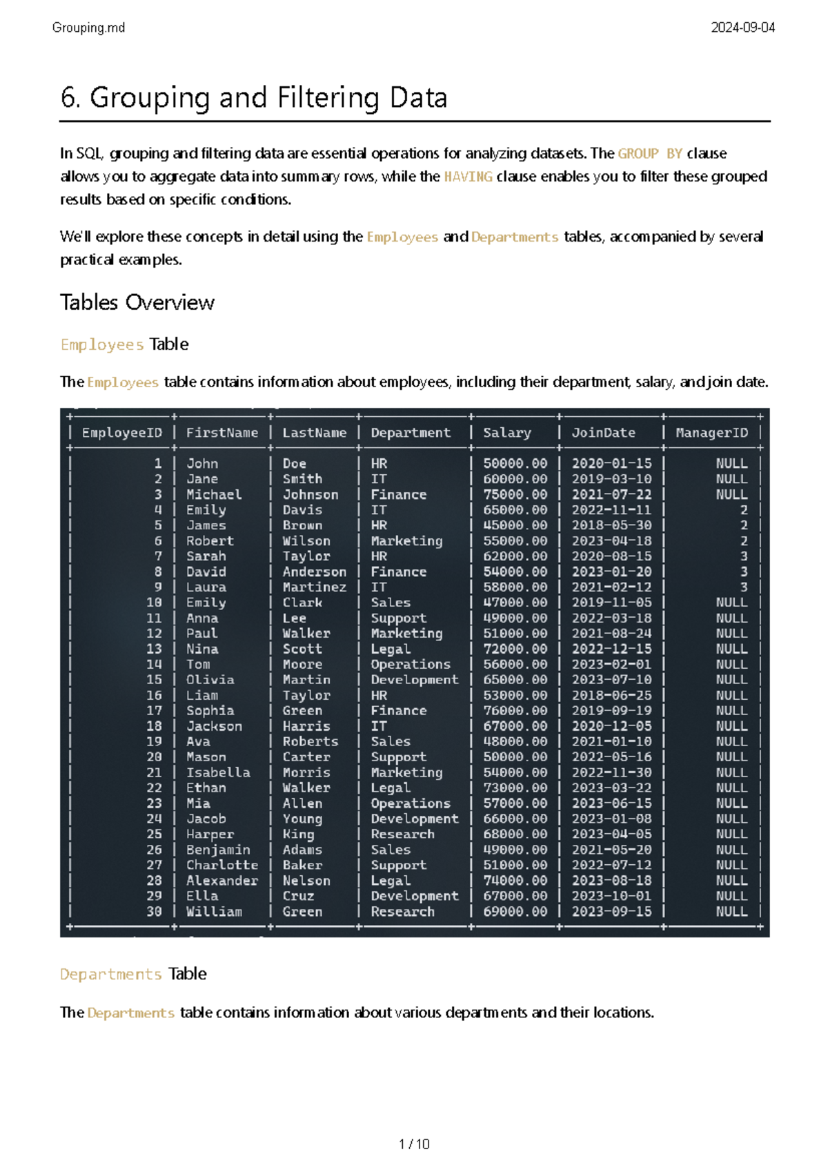 Grouping in SQL - 6. Grouping and Filtering Data In SQL, grouping and ...