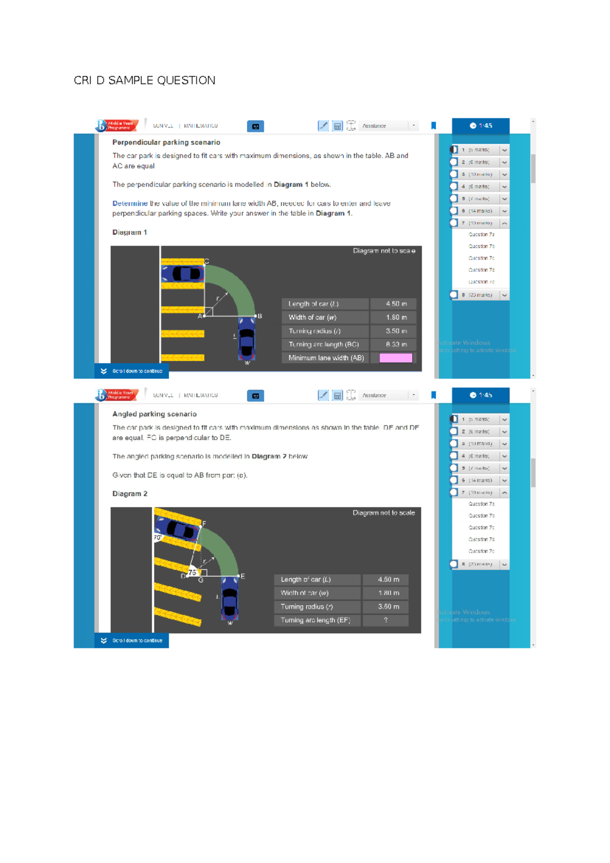 CRI D Sample Questions on Perpendicular and Angled Parking Design - Studocu