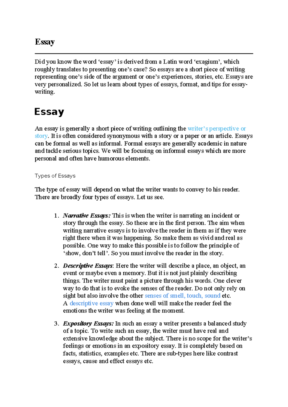 Essay Writing Guide: Types, Formats, and Tips for Success - Studocu