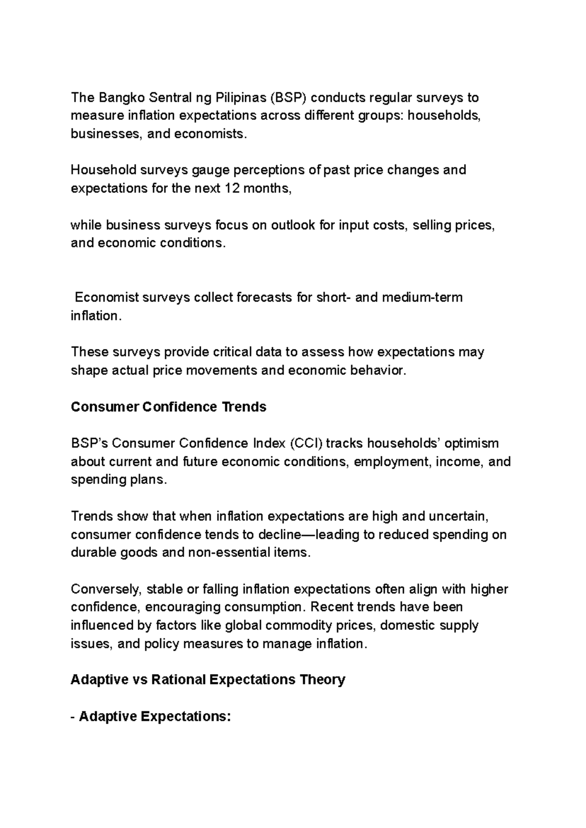 Inflation Expectations Survey Analysis: Insights for BSP Policy ...