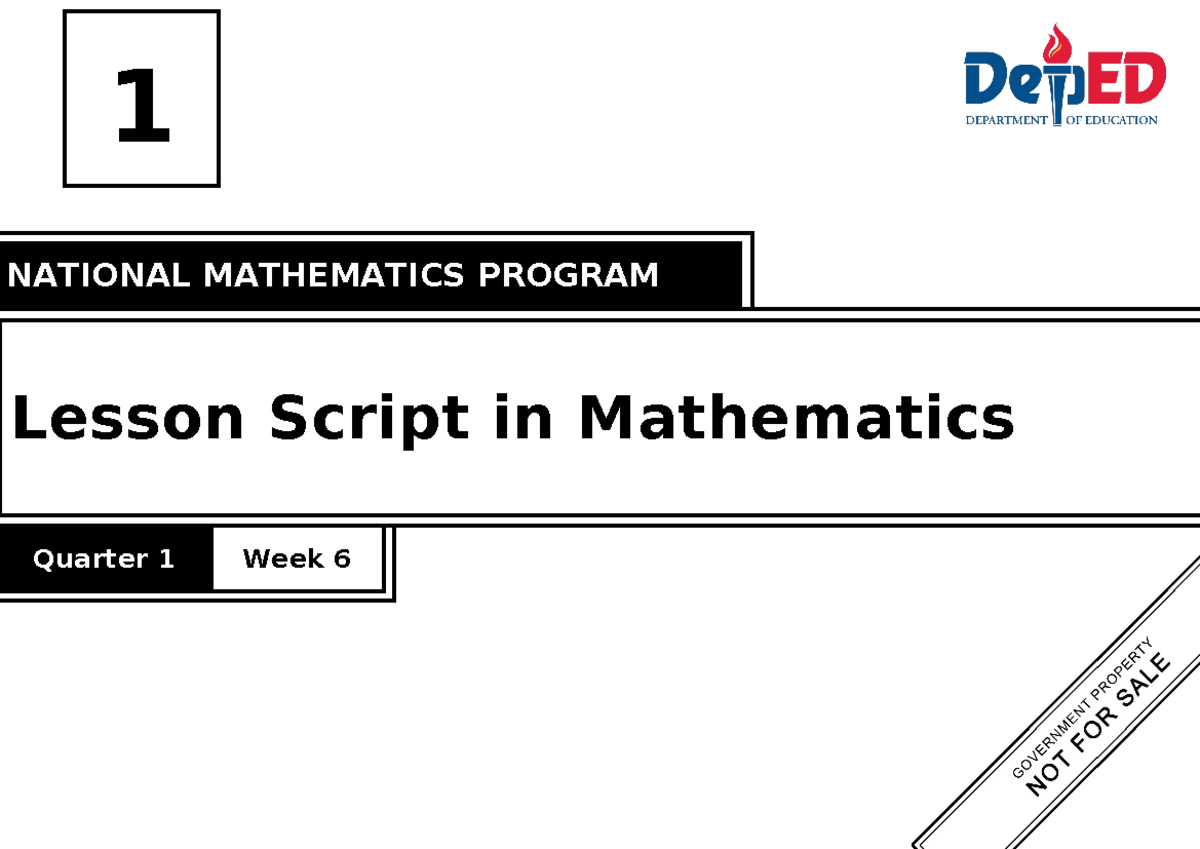 CO-2024-LS-G1-NMP Lesson Script: Quarter 1 Week 6 - Fractions - Studocu