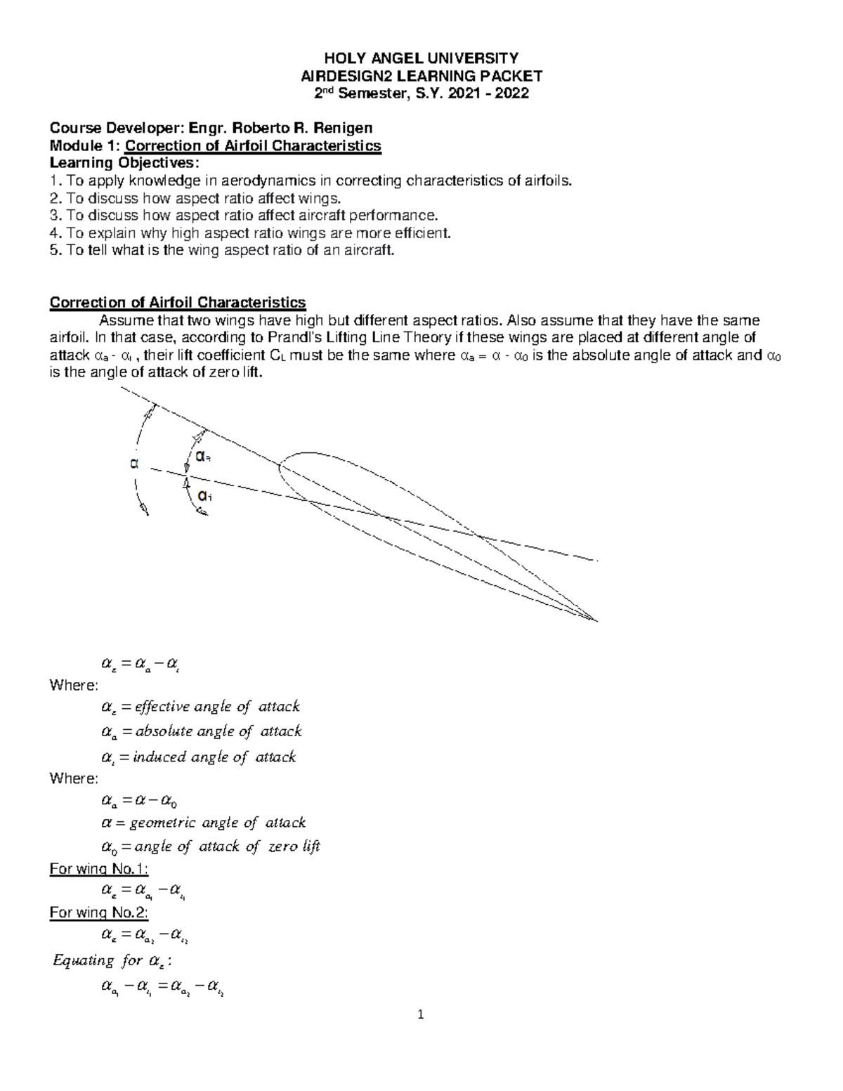 AERO 2021-2022 Airdesign2 Learning Packet Modules M1-3 Overview - Studocu