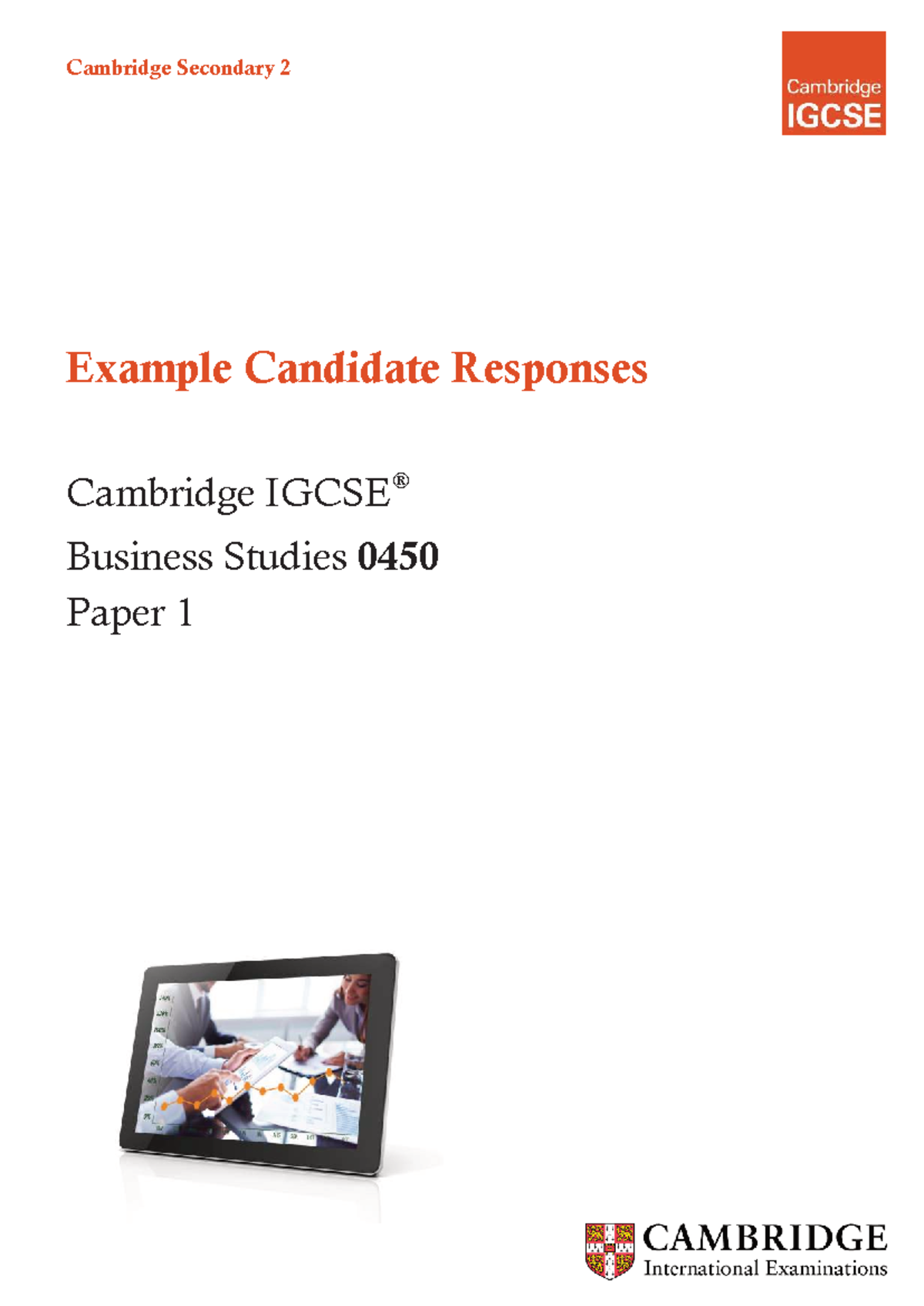 Cambridge Business Studies 0450 Example Candidate Responses Paper 1 ...