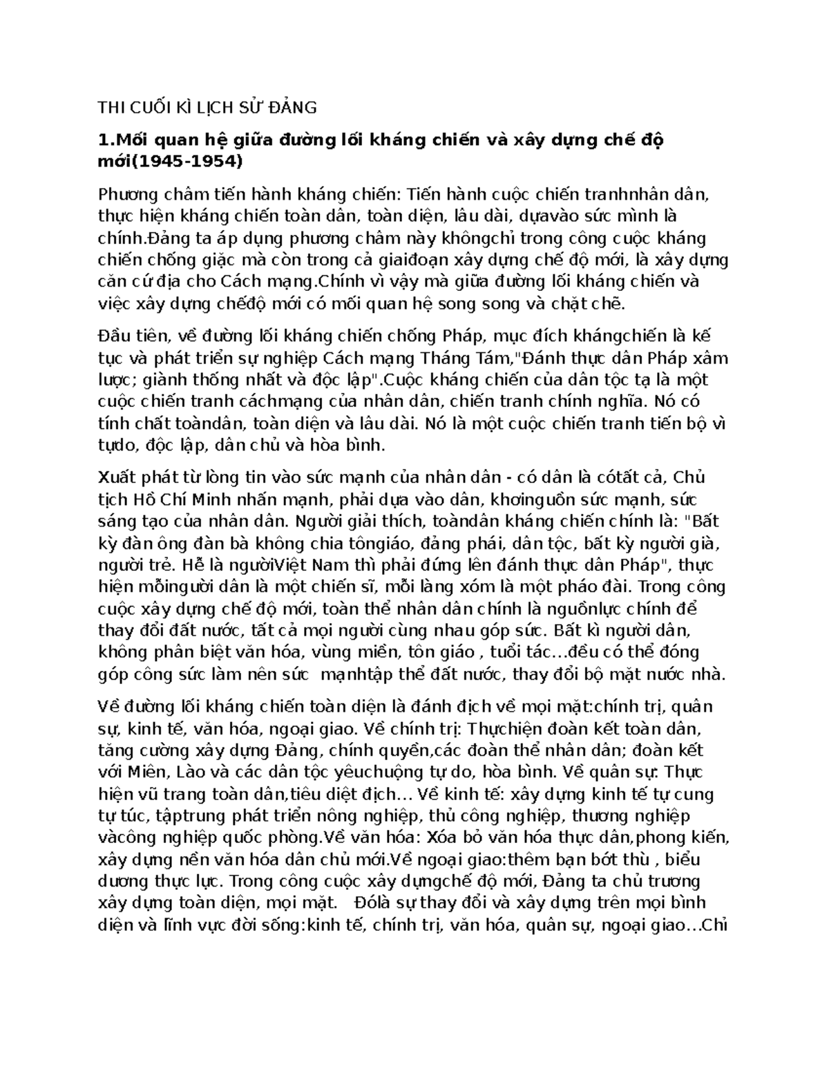 Ôn Tập Lịch Sử Đảng: Mối Quan Hệ Kháng Chiến và Xây Dựng Chế Độ - Studocu