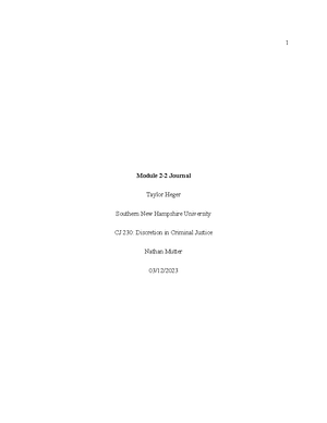 CJ 230 5-2 Project One - Module 5-2 Project One Southern New Hampshire ...