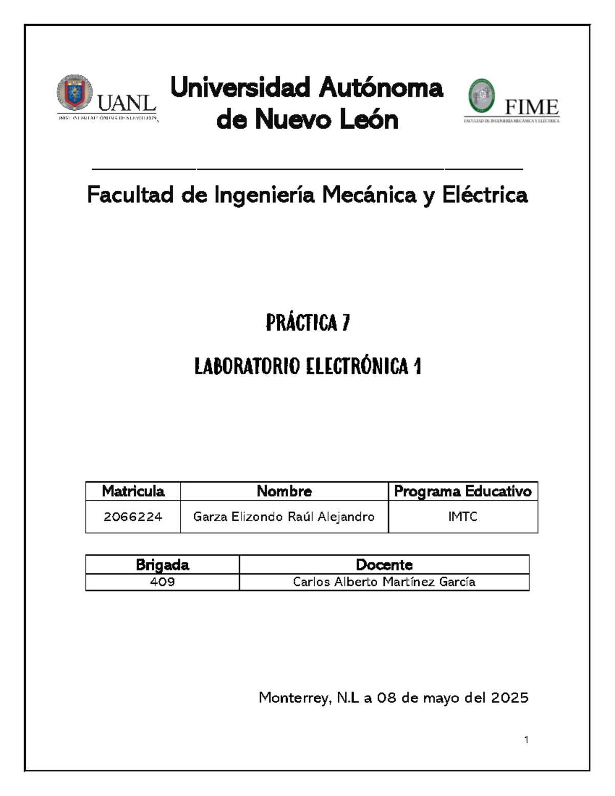 Práctica 7: Curvas Características del Transistor Bipolar - ELEC1 - Studocu