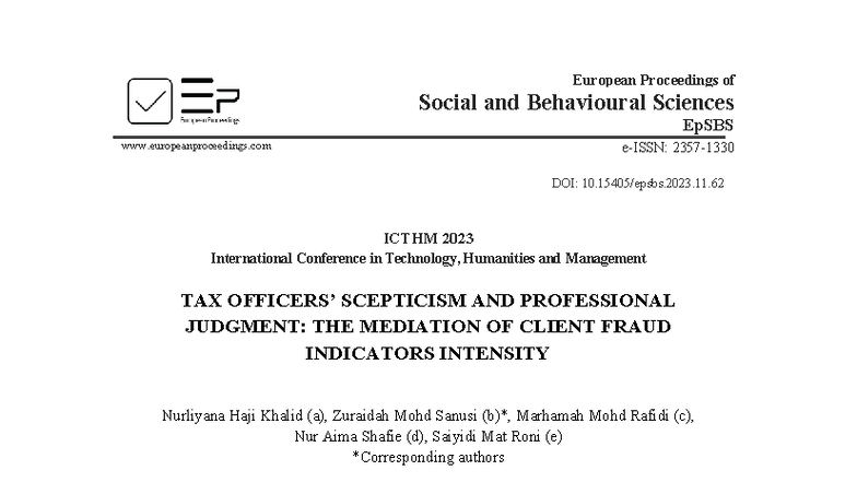 Tax Scepticism and Professional Judgment: Insights from ICTHM 2023 ...