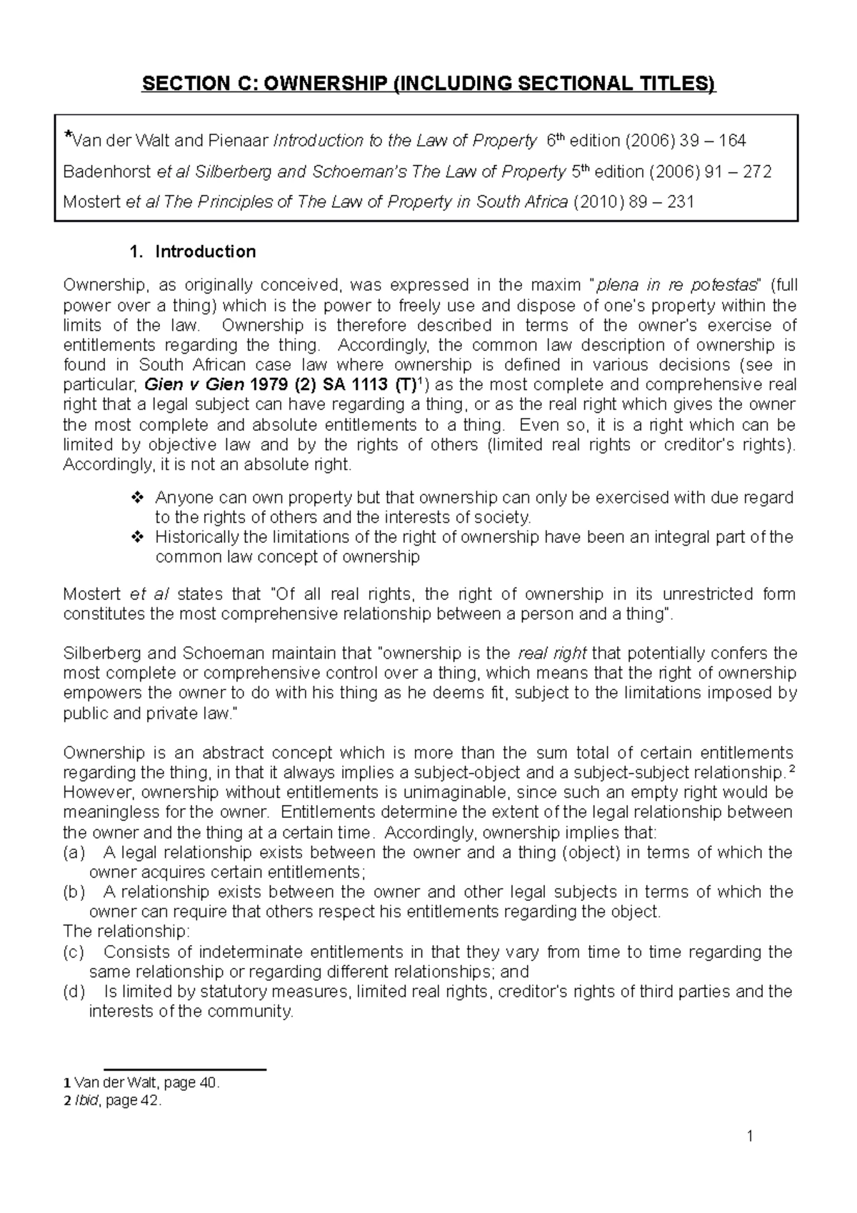 Section E - Servitudes - law of property - SECTION E: SERVITUDES ...