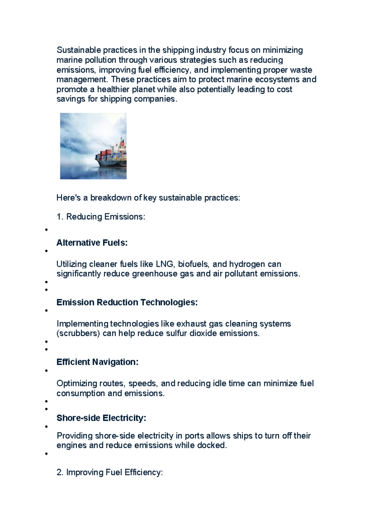 Sustainable Practices in Shipping Industry: Marine Pollution Focus (MAR ...