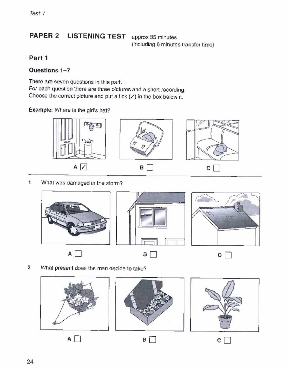 PET 5 Listening Test 1 - Paper 2 Practice Questions - Studocu