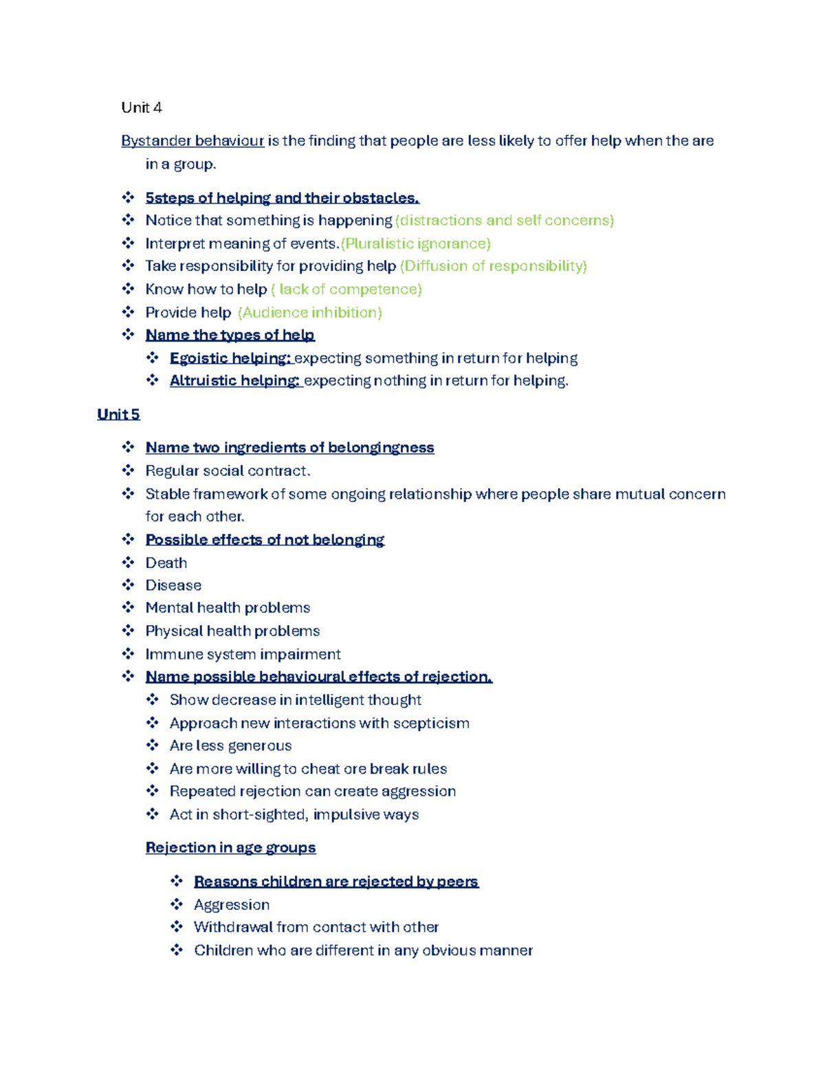 PSSO - Psychology - Unit 4 Bystander behaviour is the finding that ...