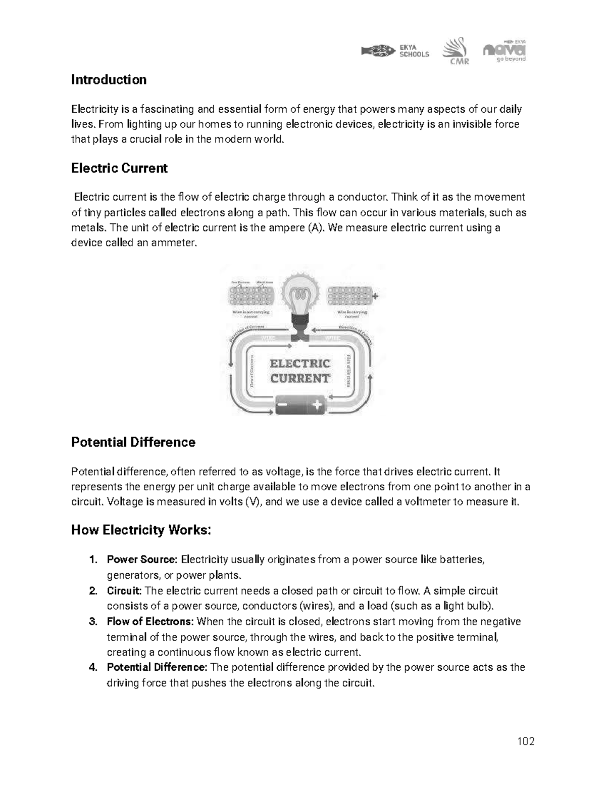 E - Introduction to Electricity: Concepts of Current, Voltage ...